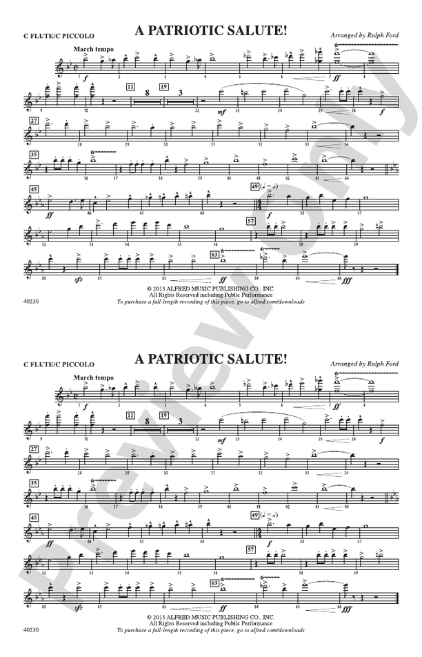 A Patriotic Salute!: Flute: Flute Part - Digital Sheet Music Download