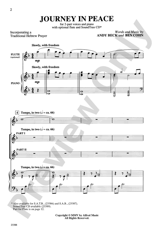 Journey in Peace: 2-Part Choral Octavo: Andy Beck - Digital Sheet Music ...