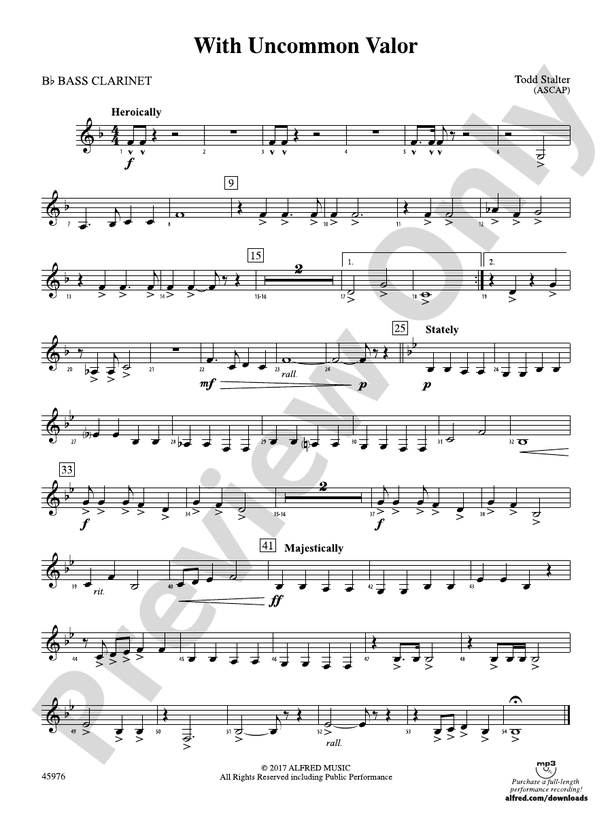 With Uncommon Valor: B-flat Bass Clarinet: B-flat Bass Clarinet Part ...