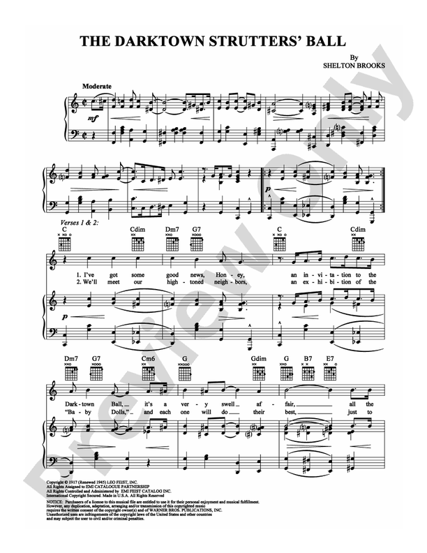 The Darktown Strutters' Ball: Piano/Vocal/Chords: Shelton Brooks ...