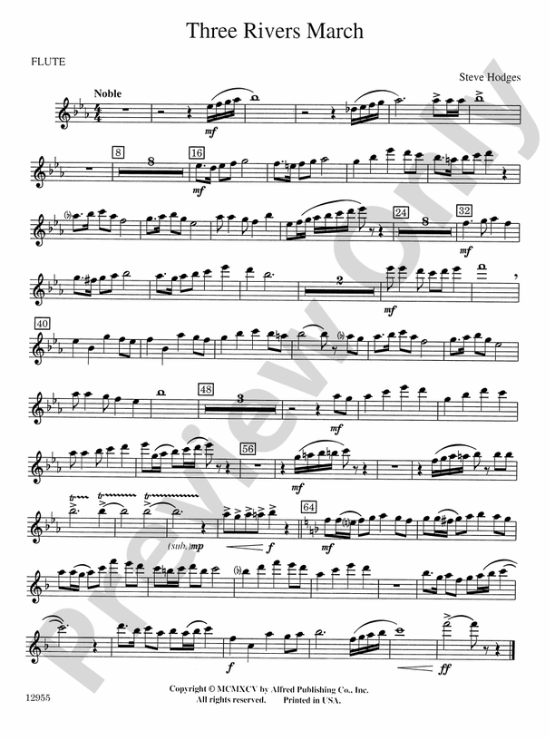 Three Rivers March: Flute: Flute Part - Digital Sheet Music Download