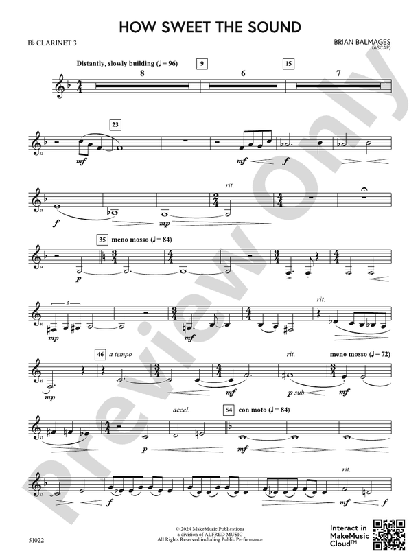 How Sweet the Sound: 3rd B-flat Clarinet: 3rd B-flat Clarinet Part - Digital Sheet Music Download