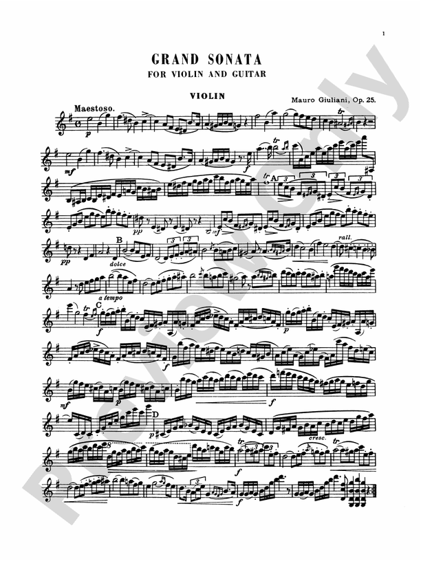 Giuliani: Grand Sonata for Violin and Guitar, Op. 25: Guitar Book ...