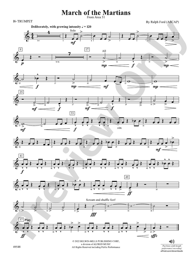 March of the Martians: 1st B-flat Trumpet: 1st B-flat Trumpet Part ...