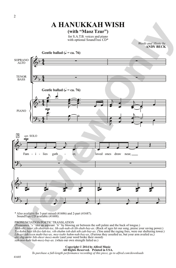 A Hanukkah Wish: SATB Choral Octavo: Andy Beck - Digital Sheet Music ...