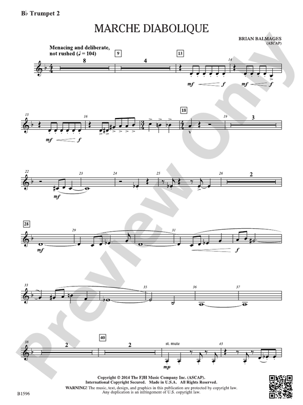 Marche Diabolique: B-flat Trumpet 2: B-flat Trumpet 2 Part: Brian Balmages - Digital Sheet Music ...