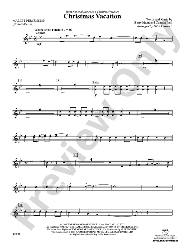 Christmas Vacation: Mallets: Mallets Part - Digital Sheet Music Download