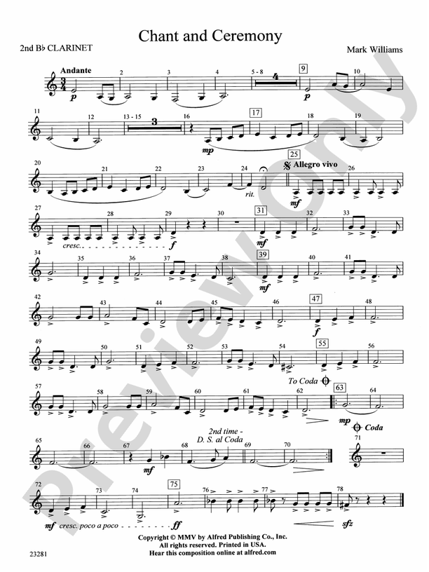 Chant and Ceremony: 2nd B-flat Clarinet: 2nd B-flat Clarinet Part ...