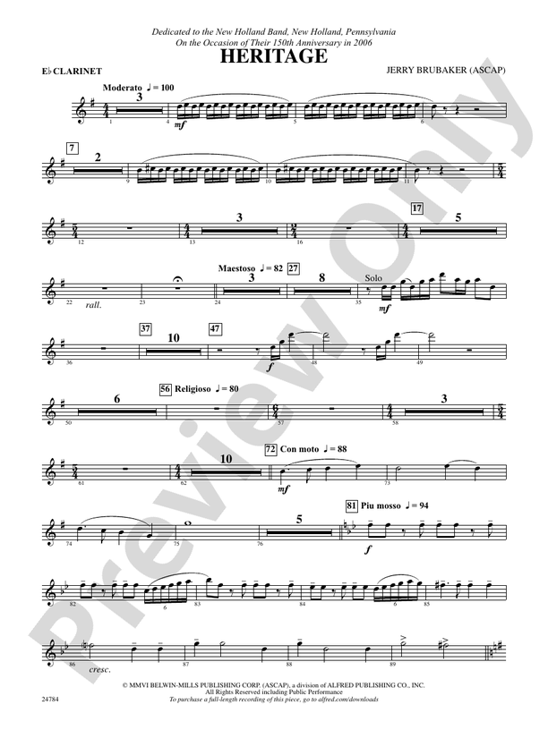 Heritage: E-flat Soprano Clarinet: E-flat Soprano Clarinet Part ...