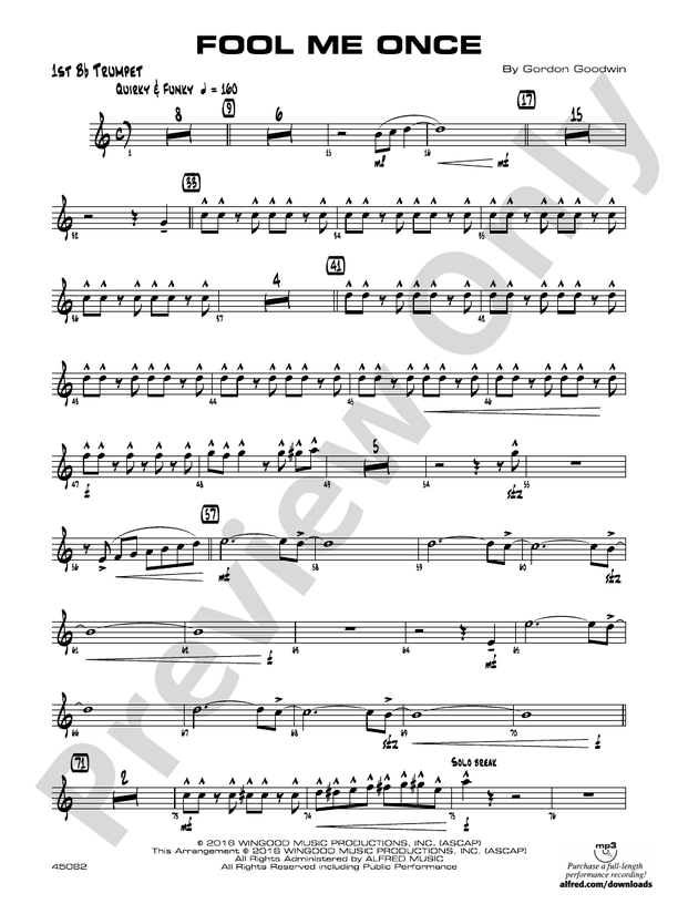 Fool Me Once: 1st B-flat Trumpet: 1st B-flat Trumpet Part - Digital ...