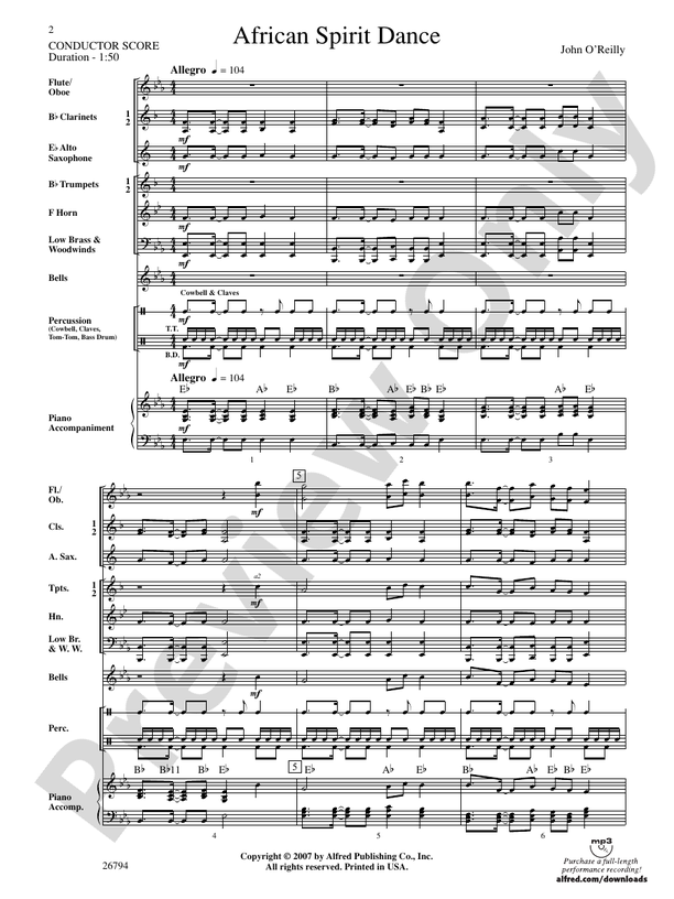 African Spirit Dance: Score: Concert Band Score - Digital Sheet Music ...