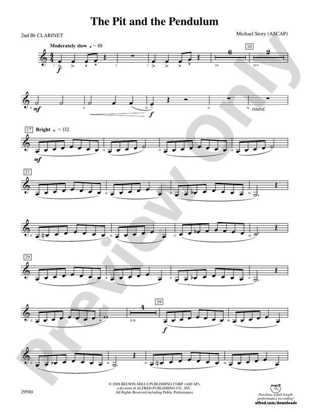 The Pit and the Pendulum: 2nd B-flat Clarinet: 2nd B-flat Clarinet Part ...