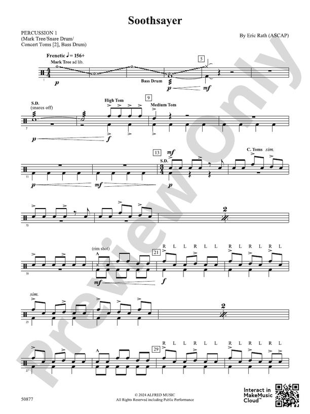 Soothsayer: 1st Percussion: 1st Percussion Part - Digital Sheet Music ...