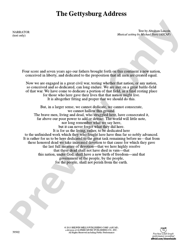 The Gettysburg Address: Narrator Text Only: Narrator Text Only Part ...
