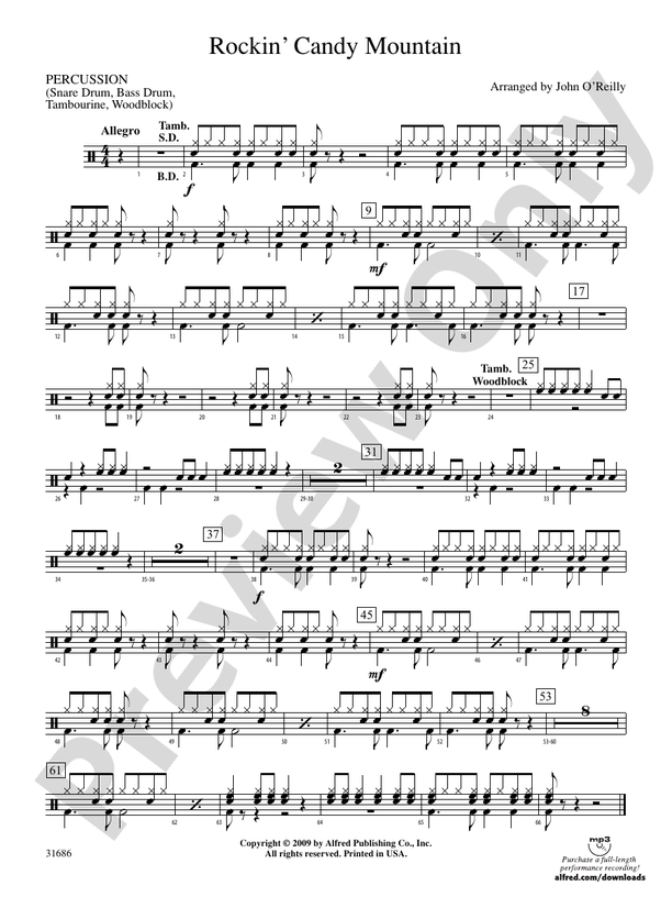 Rockin' Candy Mountain: 1st Percussion: 1st Percussion Part - Digital ...