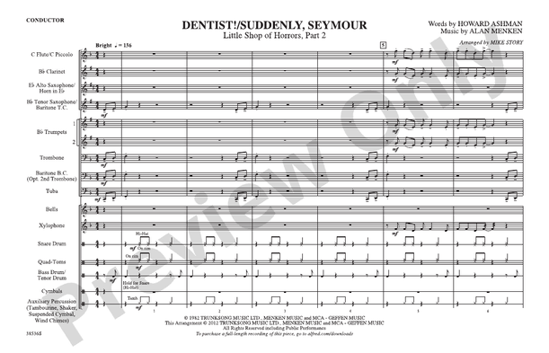 Dentist! / Suddenly, Seymour: Score: Marching Band Score - Digital ...