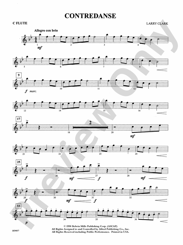 Contredanse: Flute: Flute Part - Digital Sheet Music Download