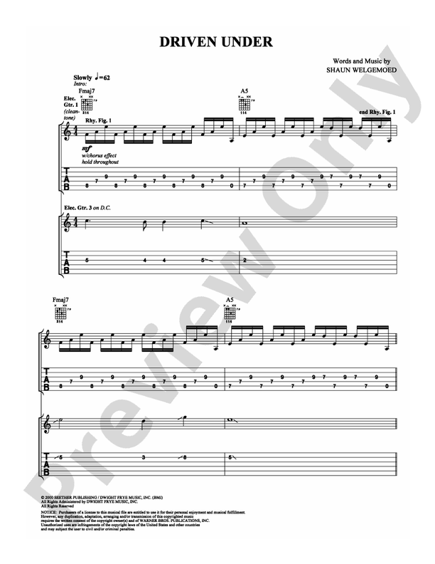 Driven Under: Guitar TAB: Seether - Digital Sheet Music Download