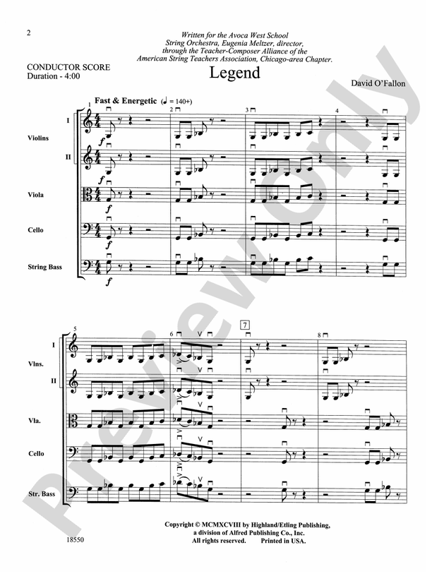 Legend: Score: String Orchestra Score - Digital Sheet Music Download