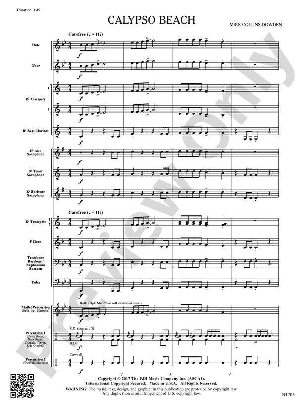 Calypso Beach: Score: Concert Band Score: Mike Collins-Dowden - Digital ...