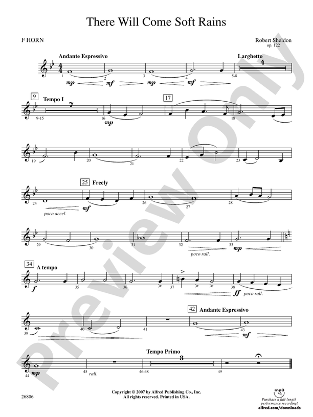 There Will Come Soft Rains: 1st F Horn: 1st F Horn Part - Digital Sheet ...