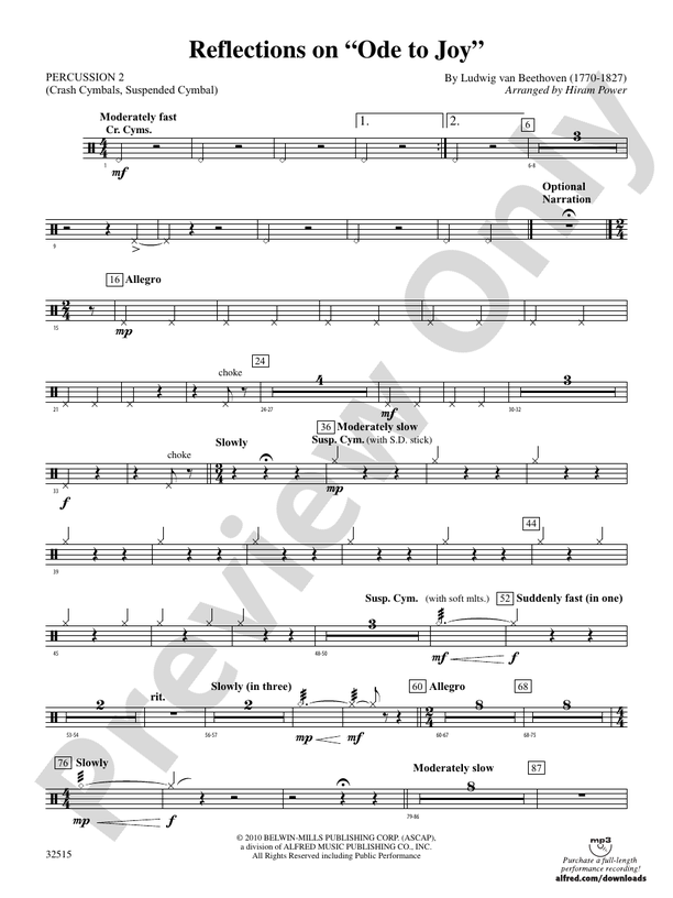 Reflections on "Ode to Joy": 2nd Percussion: 2nd Percussion Part ...