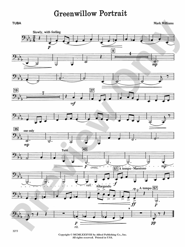 Greenwillow Portrait: Tuba: Tuba Part - Digital Sheet Music Download