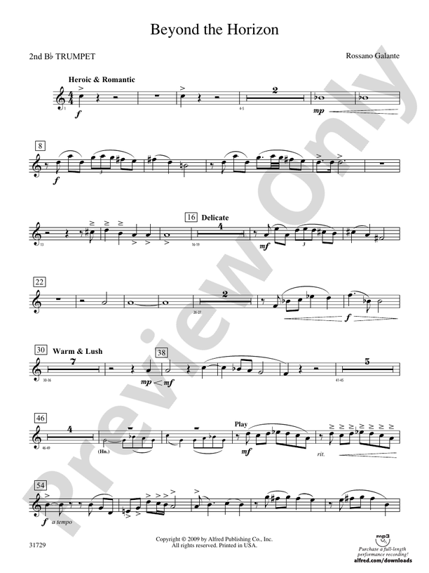 Beyond the Horizon: 2nd B-flat Trumpet: 2nd B-flat Trumpet Part - Digital Sheet Music Download