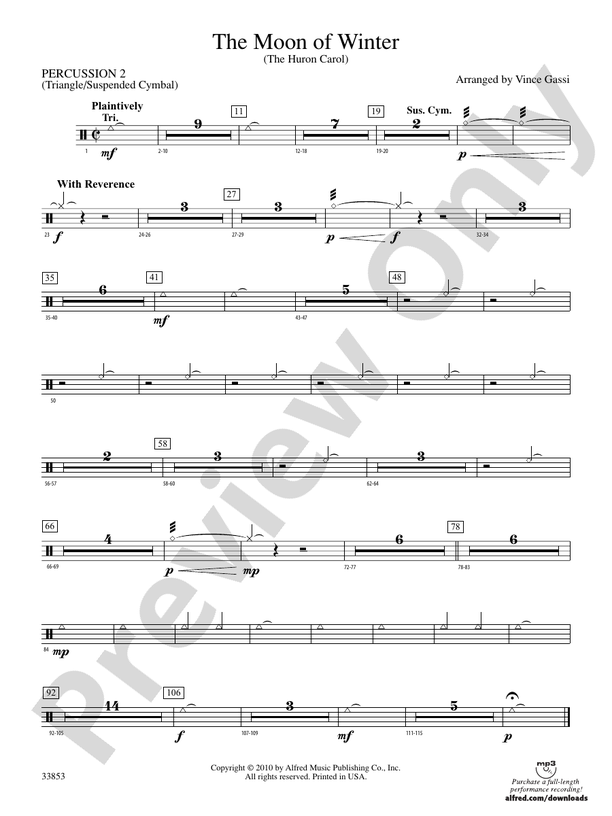 The Moon of Winter (The Huron Carol): 2nd Percussion: 2nd Percussion Part - Digital Sheet Music ...