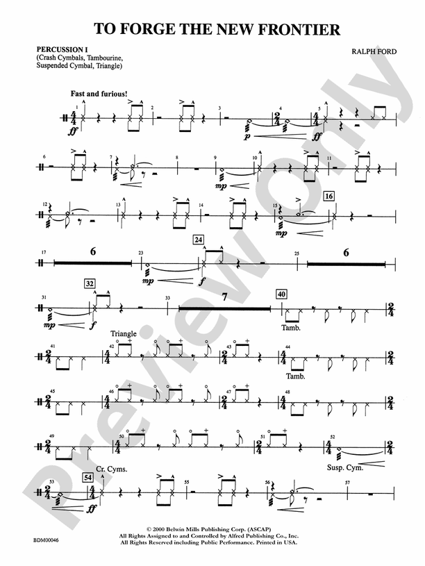 To Forge the New Frontier: 1st Percussion: 1st Percussion Part ...