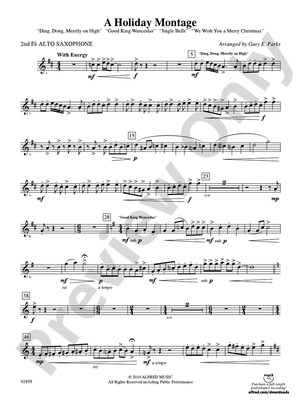A Holiday Montage: 2nd E-flat Alto Saxophone: 2nd E-flat Alto Saxophone Part - Digital Sheet ...