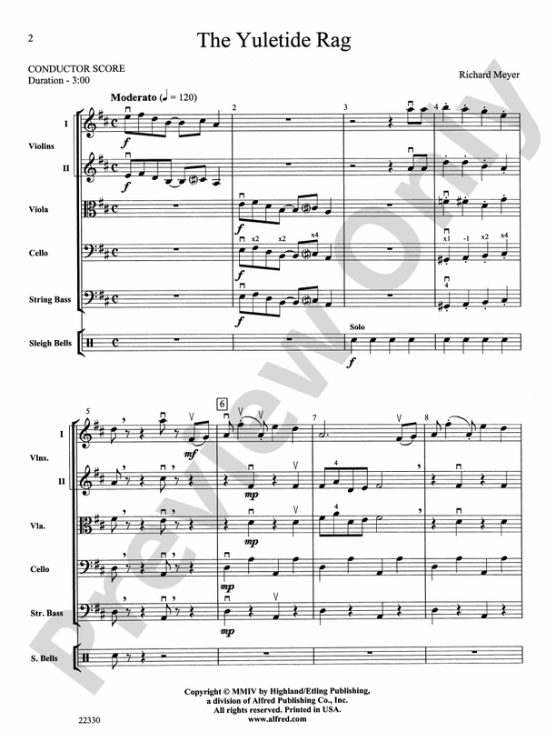The Yuletide Rag: Score: String Orchestra Score - Digital Sheet Music ...
