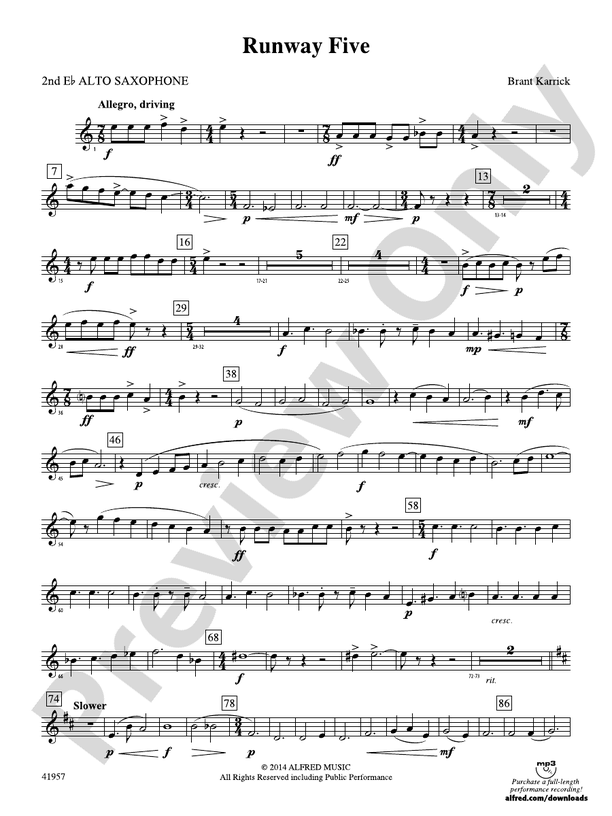 Runway Five: 2nd E-flat Alto Saxophone: 2nd E-flat Alto Saxophone Part ...