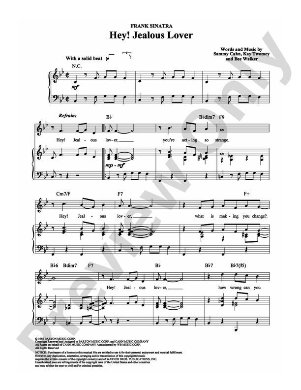 Hey! Jealous Lover: Piano/Vocal/Chords: Frank Sinatra - Digital Sheet ...