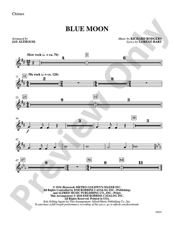 Blue Moon: 1st Percussion: 1st Percussion Part - Digital Sheet Music Download