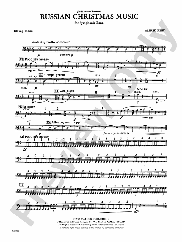 Russian Christmas Music: String Bass: String Bass Part - Digital Sheet ...