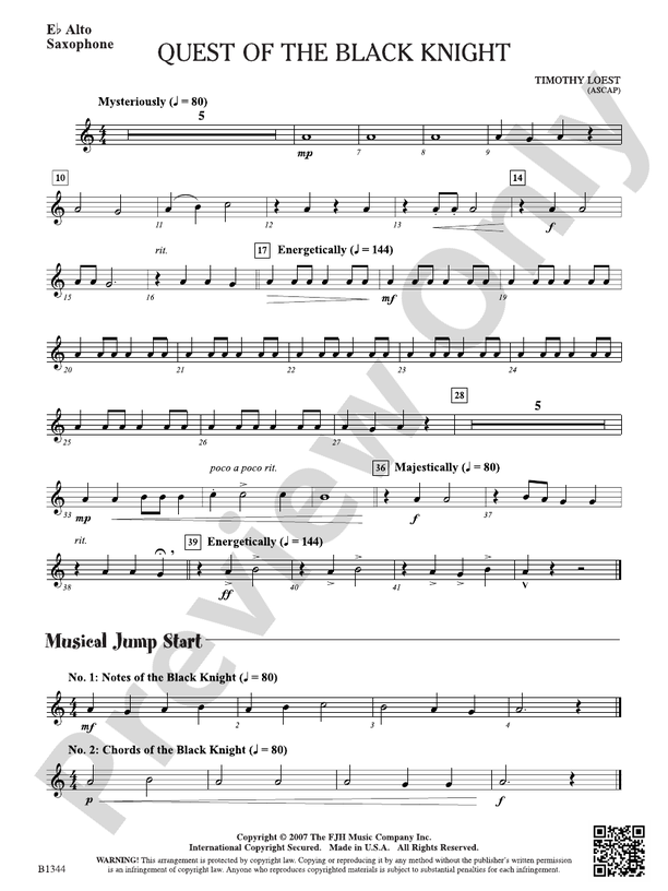 Quest of the Black Knight: E-flat Alto Saxophone: E-flat Alto Saxophone ...