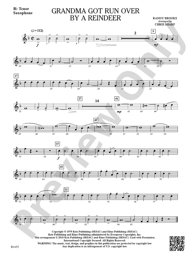 Grandma Got Run Over by a Reindeer: B-flat Tenor Saxophone: B-flat ...