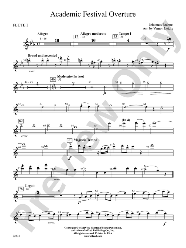 Academic Festival Overture: Flute: Flute Part - Digital Sheet Music ...