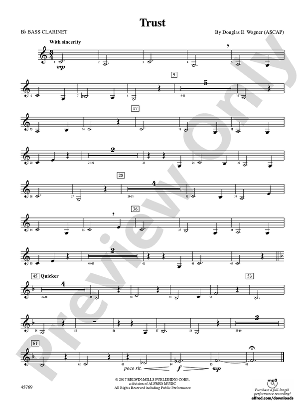 Trust: B-flat Bass Clarinet: B-flat Bass Clarinet Part - Digital Sheet ...