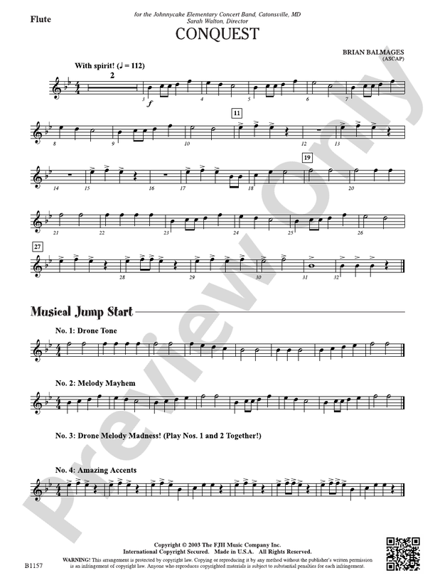 Conquest: Flute: Flute Part: Brian Balmages - Digital Sheet Music Download