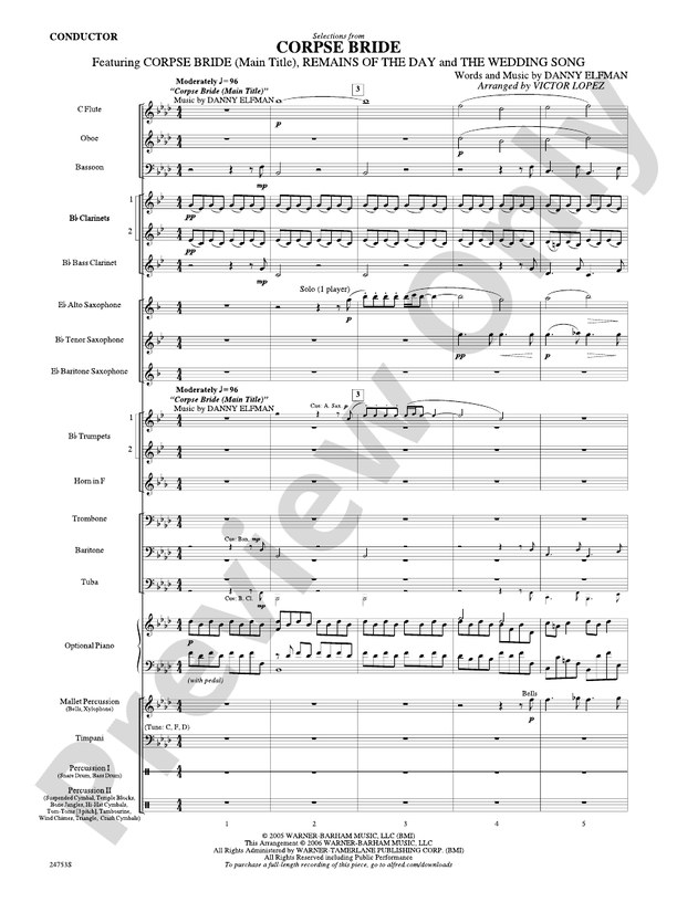 Corpse Bride, Selections from: Score: Concert Band Score - Digital ...