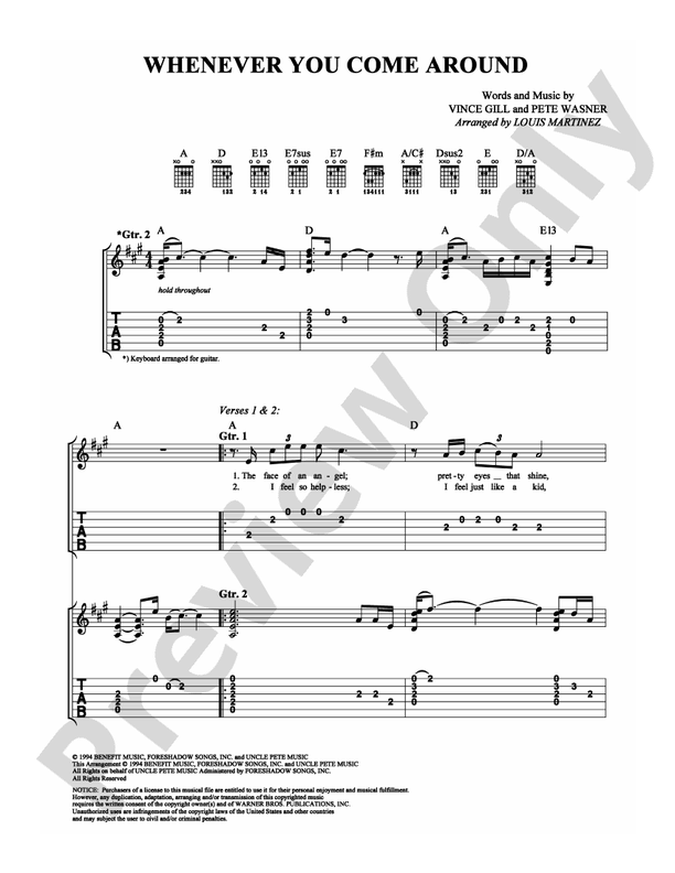 Whenever You Come Around: Easy Guitar: Vince Gill - Digital Sheet Music ...