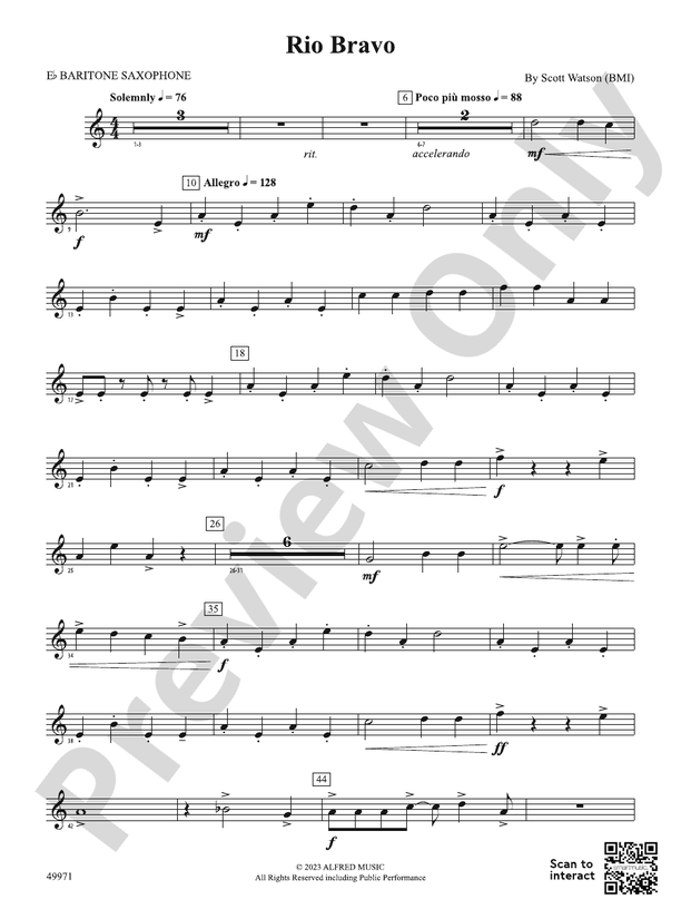 Rio Bravo: E-flat Baritone Saxophone: E-flat Baritone Saxophone Part ...