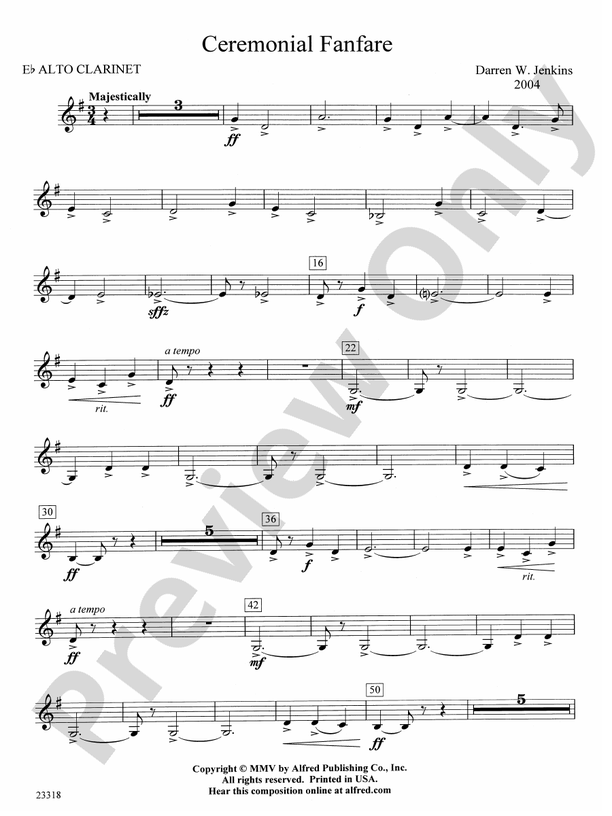 Ceremonial Fanfare: E-flat Alto Clarinet: E-flat Alto Clarinet Part ...