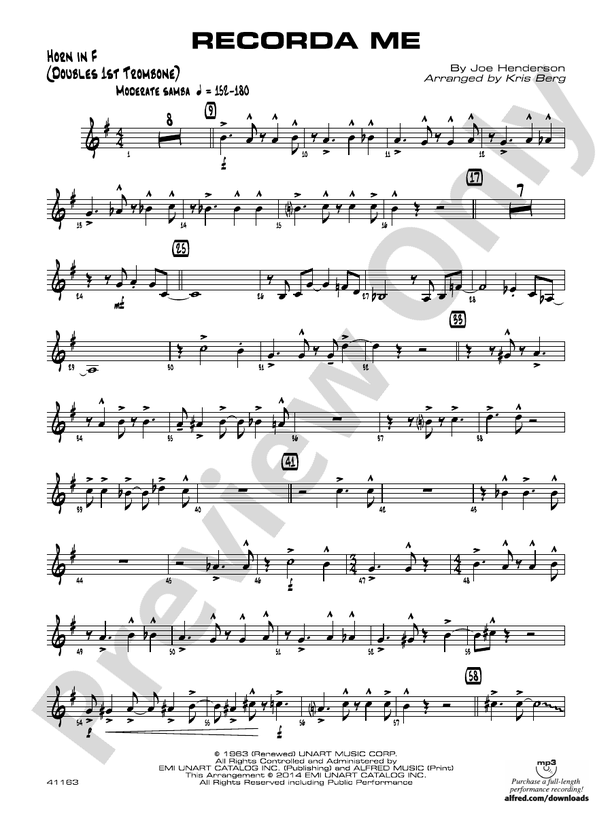 Recorda me: 1st F Horn: 1st F Horn Part - Digital Sheet Music Download