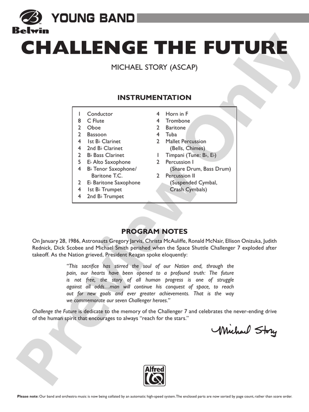 Challenge the Future: Score: Concert Band Score - Digital Sheet Music ...