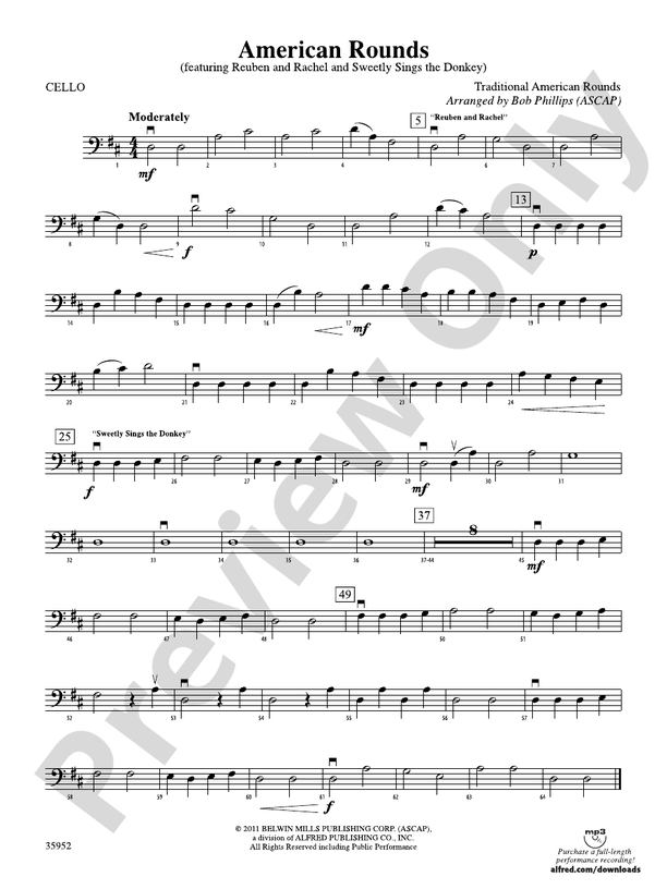 American Rounds: Cello: Cello Part - Digital Sheet Music Download