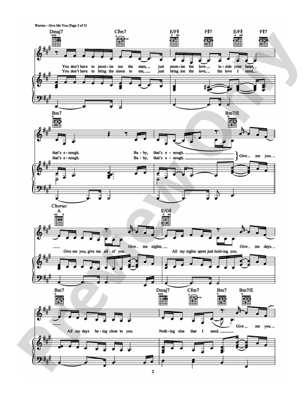 Give Me You: Piano/Vocal/Chords: Mary J. Blige - Digital Sheet Music ...