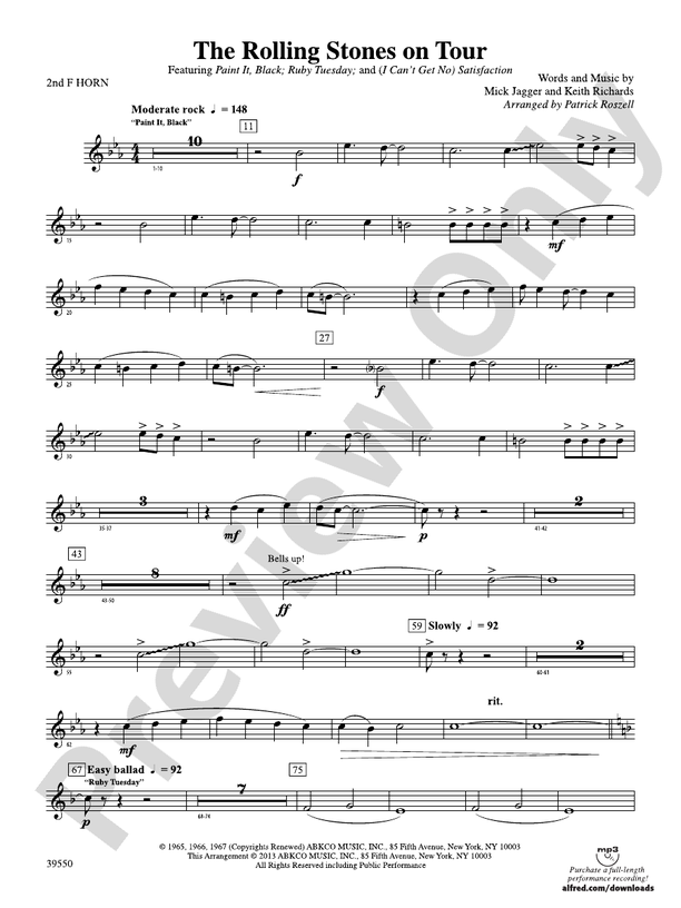 The Rolling Stones on Tour: 2nd F Horn: 2nd F Horn Part - Digital Sheet ...